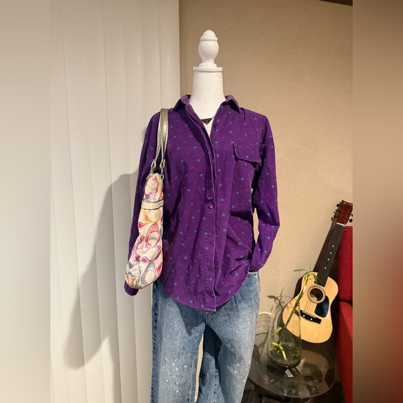GAP | Tops | Vintage 8s Gap Corduroy Floralpurple Button Up Shirt ...